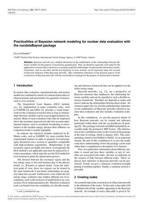 PDF Practicalities Of Bayesian Network Modeling For Nuclear Data Evaluation With The