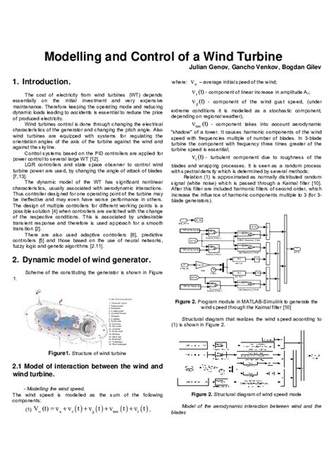 pdf modelling and control of a wind turbine