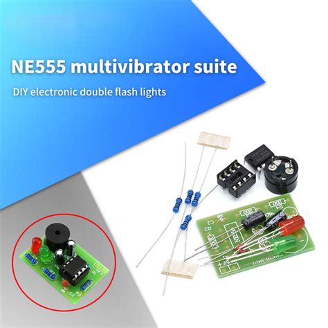 NE555 Multivibrator Kit NE555P Steady State Circuit Dual Flash LAMP DIY Training Maker Babe