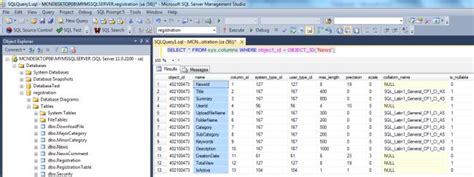 Retrieving Column Names Of A Table In Sql Server 2012