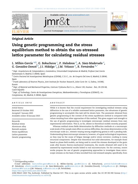 Pdf Using Genetic Programming And The Stress Equilibrium Method To
