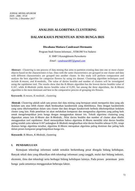 Pdf Analisis Algoritma Clustering Dalam Kasus Penentuan Dokumentips