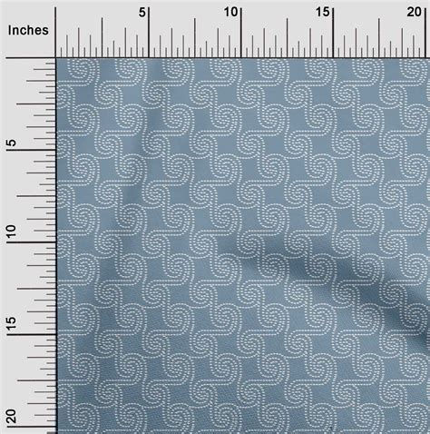 Oneoone Organic Cotton Poplin Twill Fabric Swirl Artistic Sashiko
