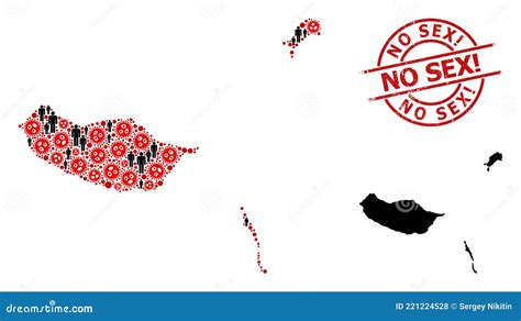 Scratched No Sex Watermark And Population With Coronavirus Mosaic Map Of Madeira Islands Stock