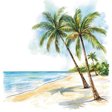 12x Palm Tree Beach Png Clipart Watercolor Ocean Clip Art Set