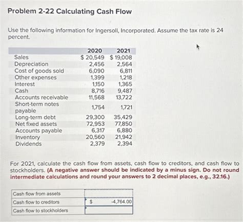 solved problem 2 22 calculating cash flow use the following