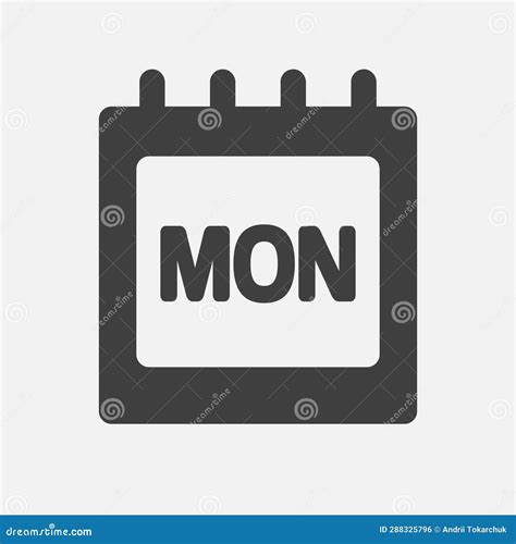 Template Icon Page Calendar Day Of Week Monday Stock Vector