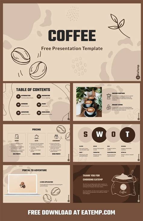 Coffee PowerPoint Presentation Template EaTemp Googleclassroom