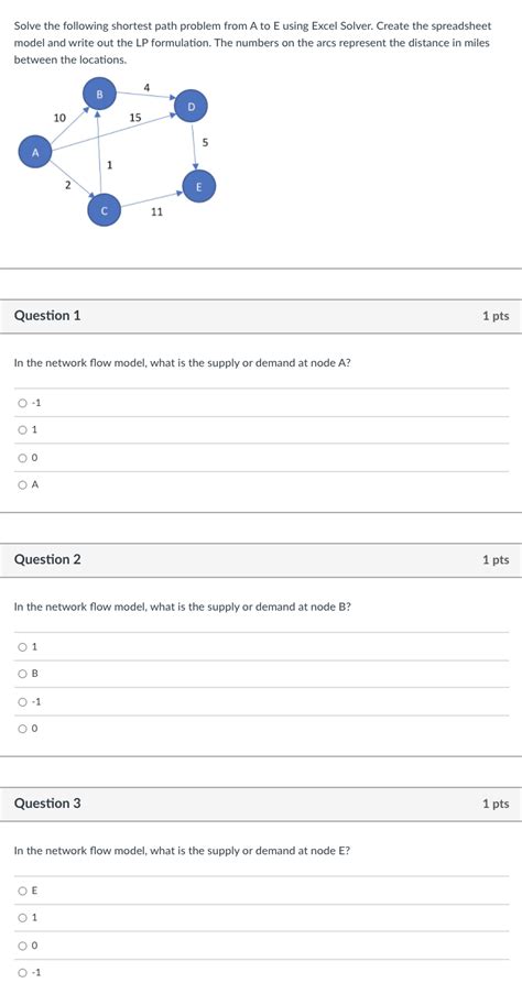 solved solve the following shortest path problem from a to e