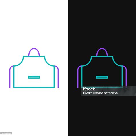 흰색과 검은 색 배경에 고립 된 녹색과 보라색 라인 주방 앞치마 아이콘 요리사 유니폼 요리 벡터 일러스트레이션 가정 생활에 대한 스톡 벡터 아트 및 기타 이미지 Istock