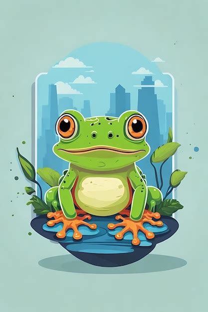 Premium Ai Image Frog Cartoon Vector Illustration Flat Design Sticker Vector No Background