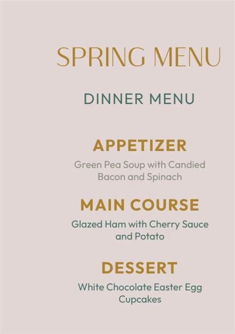 Spring Menu Template Postermywall