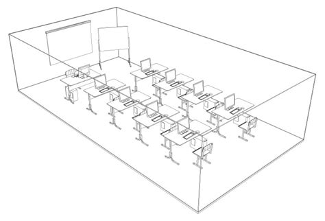 Computer Class With Tables And Computers Vector Image