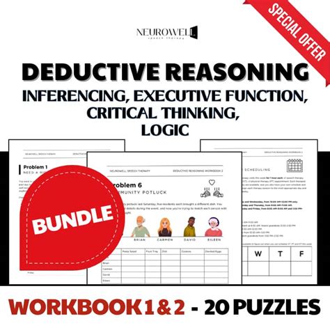 Deductive Reasoning Workbook Bundle Adult Cognitive Therapy Speech Therapy
