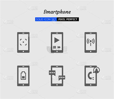 实体图标符号集，智能手机屏幕，数字技术，孤立的平面轮廓矢量设计，64像素完美，用于数字设计，网站，应