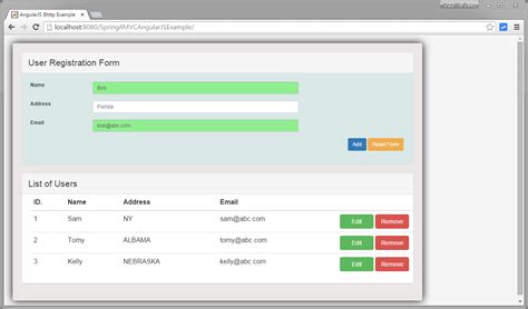 Spring MVC AngularJS CRUD Example Using Service WebSystique