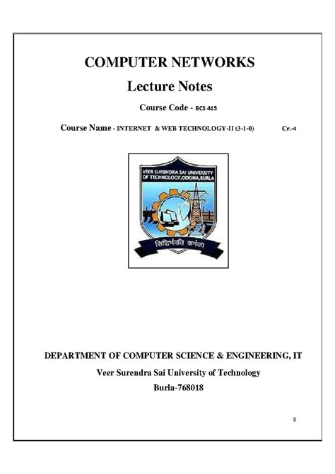 Lecture 1423183400 Notes Computer Networks Lecture Notes Course Code Bcs 415 Course Name