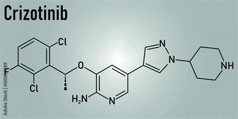 Skeletal Formula Of Crizotinib Anti Cancer Drug Molecule Inhibitor Of