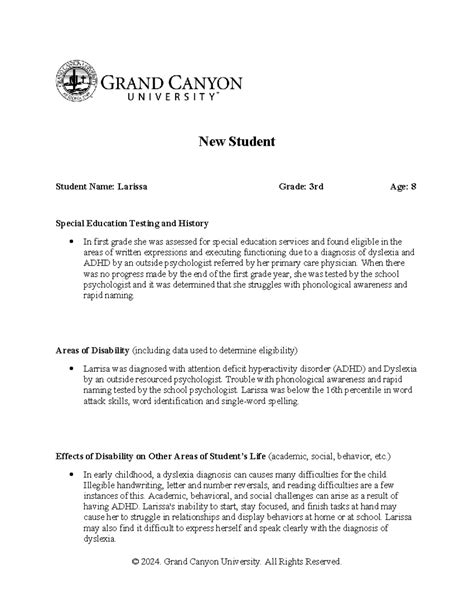 New Student Benchmark New Student Student Name Larissa Grade 3rd