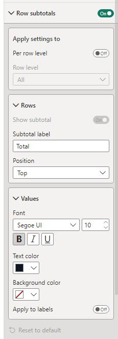 Solved: Power Bi Json Theme - Pivot Table Row Subtotal For ...