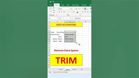 Trim Exceltutorial Shorts Viral Excel Shortvideo Exceltricks Youtube