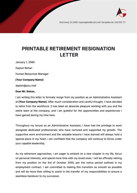 Sample Retirement Resignation Letter 50 Letters Of Resignation For