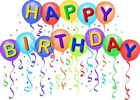 Happy Birthday Balloons Illustration With Streamers And Confetti
