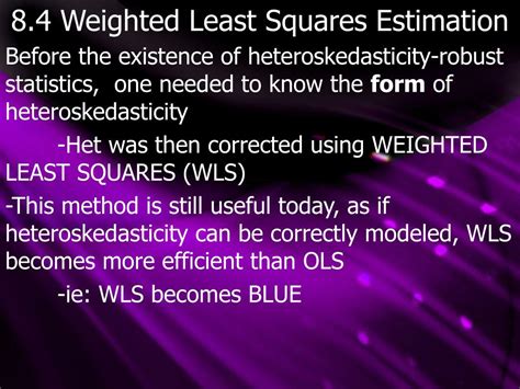 Ppt 84 Weighted Least Squares Estimation Powerpoint Presentation Free Download Id334003