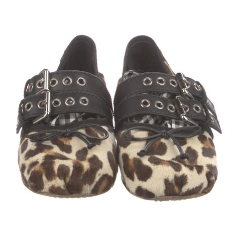 Miu Miu Leopard Buckle Ballet Flats Depop