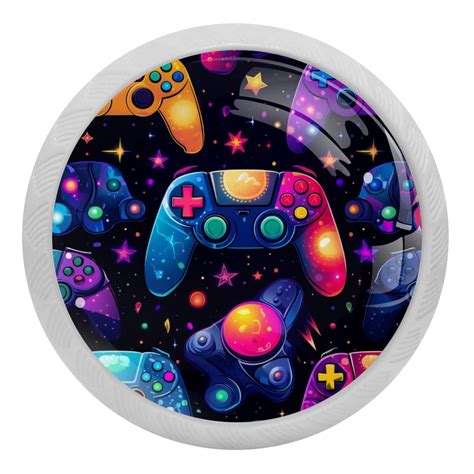 Game Controller Pattern 4pcs Cabinet Knobs Pulls Fluorescent Drawer