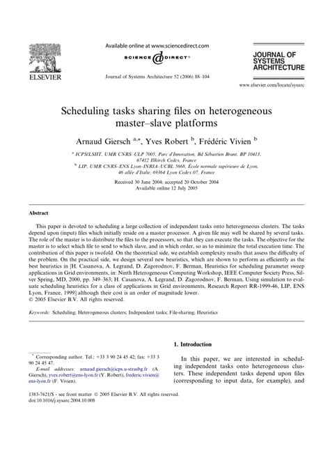 Pdf Scheduling Tasks Sharing Files On Heterogeneous Master Slave