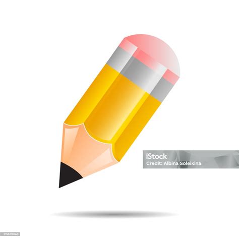 그림자가 있는 흰색 배경에 고립된 날카로운 노란색 연필의 벡터 아이콘입니다 벡터 일러스트 레이 션입니다 3차원 형태에 대한 스톡 벡터 아트 및 기타 이미지 Istock