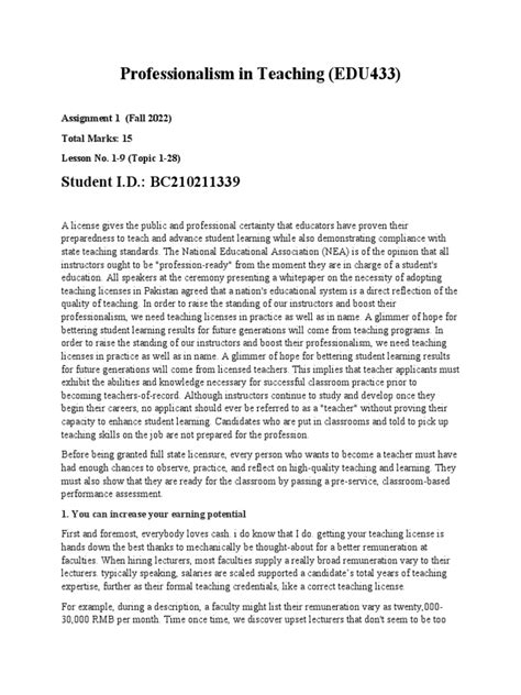 Edu433 Assignment Solution Pdf Teaching Method Teachers