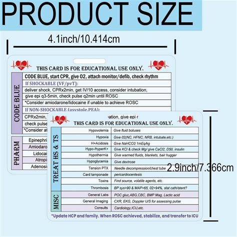 5 Pack Acls Reference Card Heart Cpr Code Blue Emtrnmd Cards For