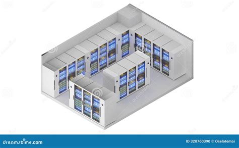 Isometric View Of A Small Size Server Roomdata Center With Multiple