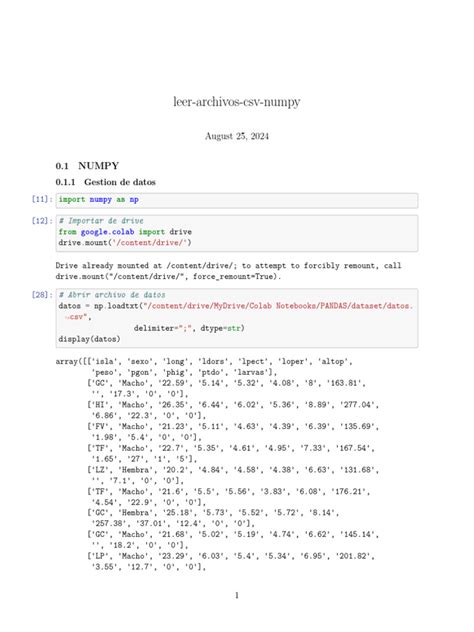 Leer Archivos Csv Numpy Pdf