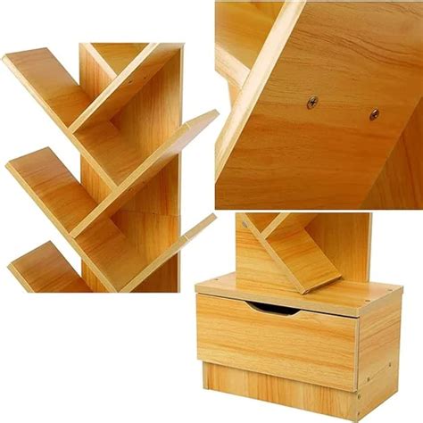 10 Tier Tree Shape Bookshelf With Drawer Organiaers For Books And