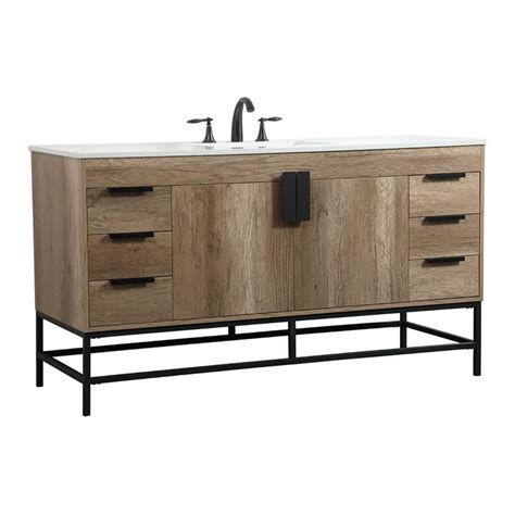 Elegant Decor Eugene 60 Aluminum Mdf Single Bathroom Vanity In Natural