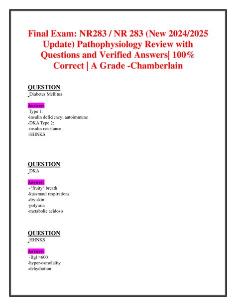 Final Exam Nr283 Nr 283 New 2024 2025 Update Pathophysiology