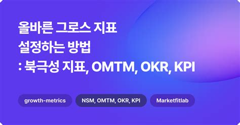 제품 주도 성장 Plg 를 위한 지표 설정 방법 북극성 지표 Omtm Okr Kpi