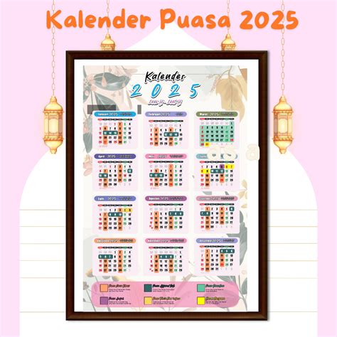 Masehi Hijri Year Wall Calendar Equipped With Sunnah Fasting Schedule