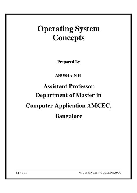 Operating System 22 Mca 12 Notes Amc Engineering Collegemca Operating System Concepts