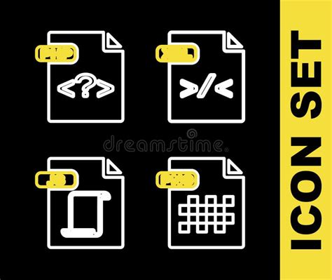 Set Line Xsl File Document Png Js And Php Icon Vector Stock