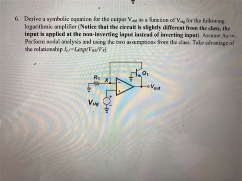 solved 6 derive a symbolic equation for the output vout as