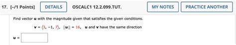 solved find vector mathbf{u} with the magnitude