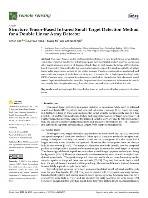 Structuretensor Basedinfraredsmalltargetdetec Pdf Field Of View Optics