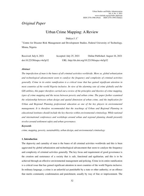 PDF Urban Crime Mapping A Review