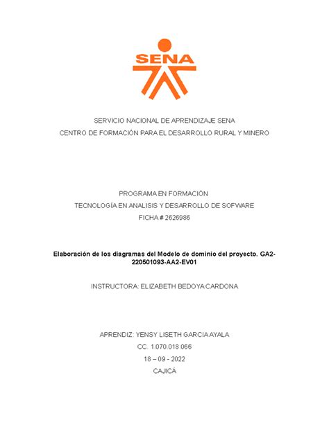 elaboración de los diagramas del modelo de dominio del proyecto ga2
