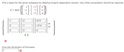 Solved Find A Basis For The Given Subspace By Deleting Chegg