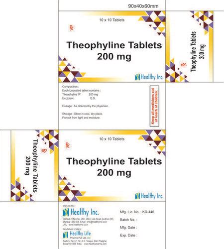 Theophylline Tablet 200mg 10x10 Tablets Packs At Best Price In Mumbai